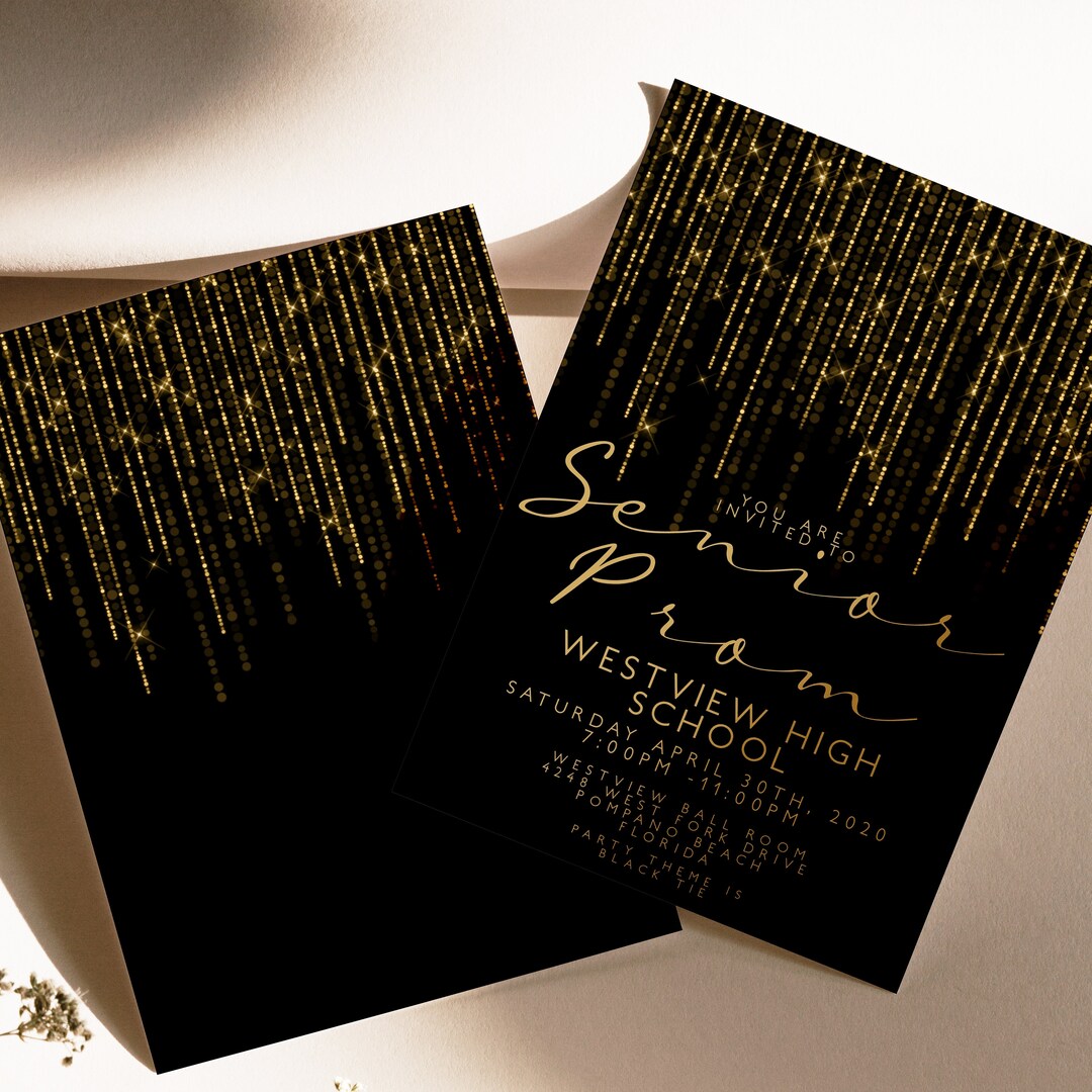 Prom Invitations Prom Template Award Night Invite Event Invite Gold ...