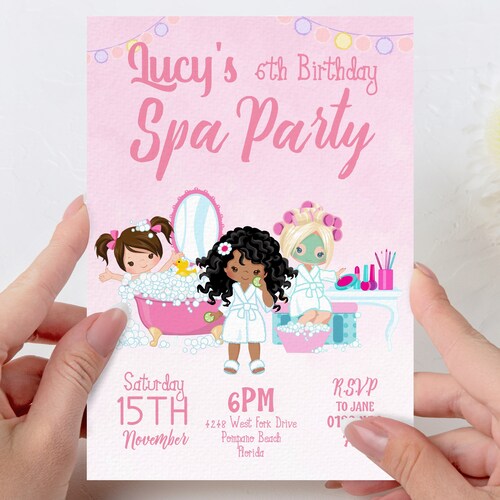 EDITABLE Day Spa Invitation Beauty Salon Birthday Party | Etsy