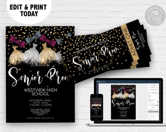 Editable Prom Invitation Formal Invitation Homecoming Prom Tickets ...