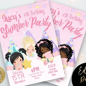 Slumber Party Birthday Invitation Princess Sleep Over Pyjama Party ...