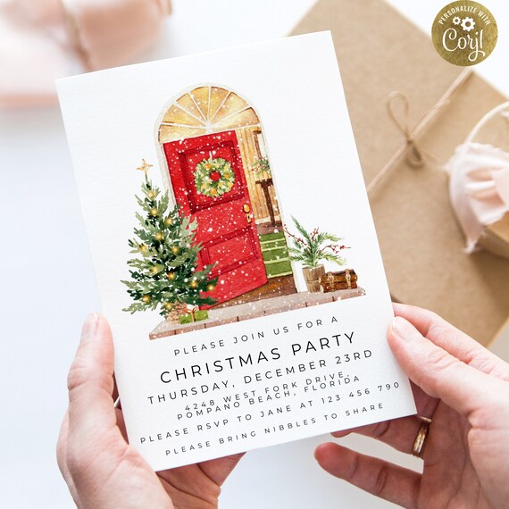 Christmas Dinner Invitation Editable Invitation Instant Download