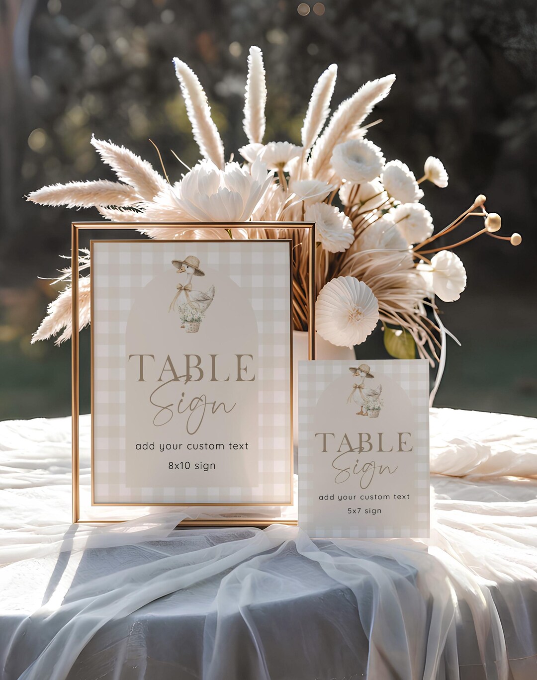 Silly Goose Table Sign Editable Template Gender Neutral Gingham ...