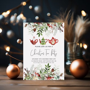 Christmas Tea Party Invitation Holiday Tea Party Invitation Tea Party ...