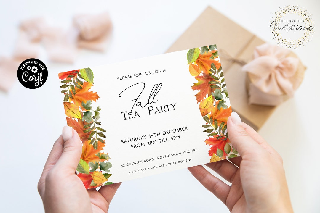 Autumn Tea Party Invitation Fall Tea Party Invitation Tea Party ...