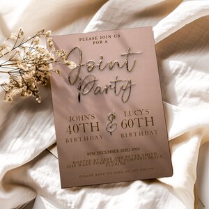 Joint Birthday Party Invitation Editable Template Brown Any Ages Simple ...