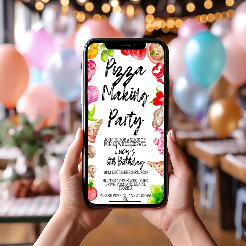 Paperless Pizza Making Party Invitation Electronic Editable Template ...