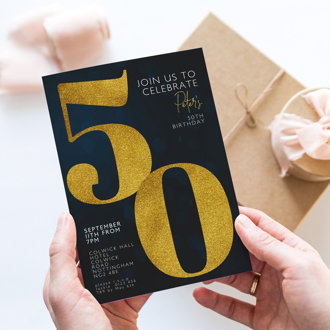 Editable 50th Birthday Invitation, 50th Birthday Party Invite, Digital ...
