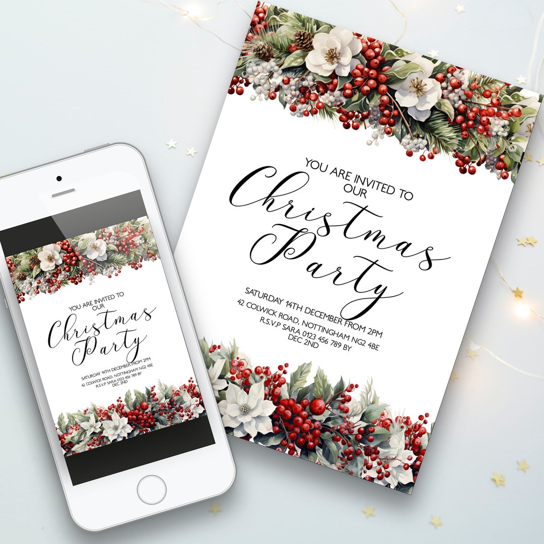 Editable Christmas Party Invitation Editable Invitation Template ...