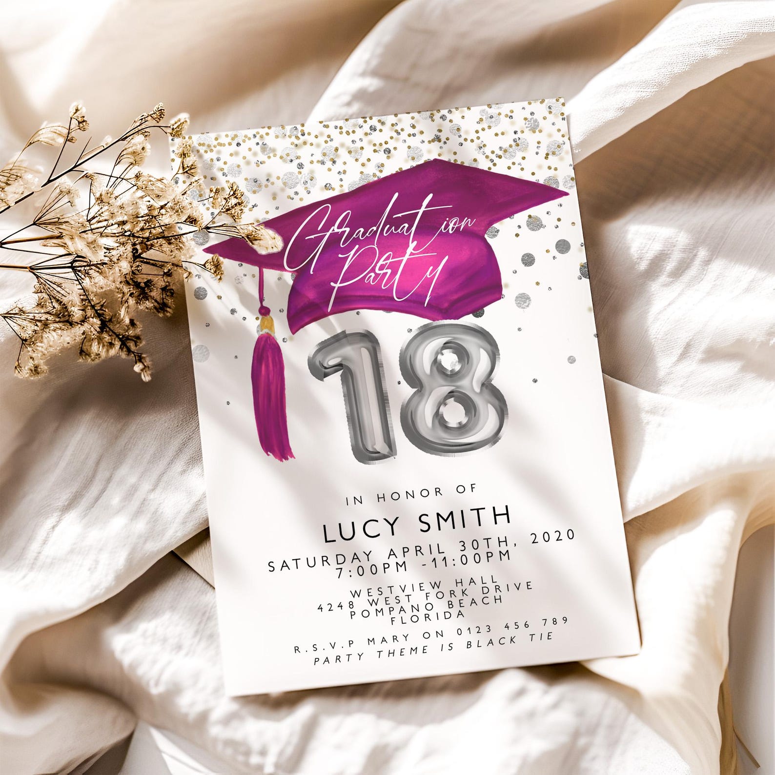 Graduation 18th Party Invitation Template Senior Graduation ...