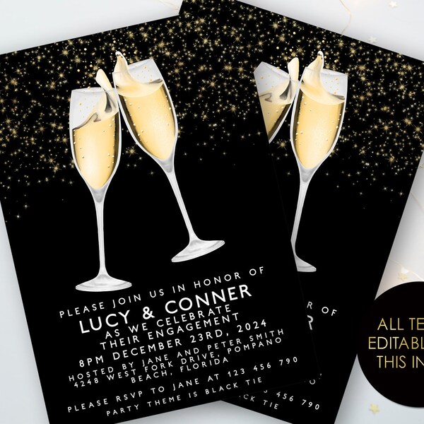Champagne Invitation - Etsy