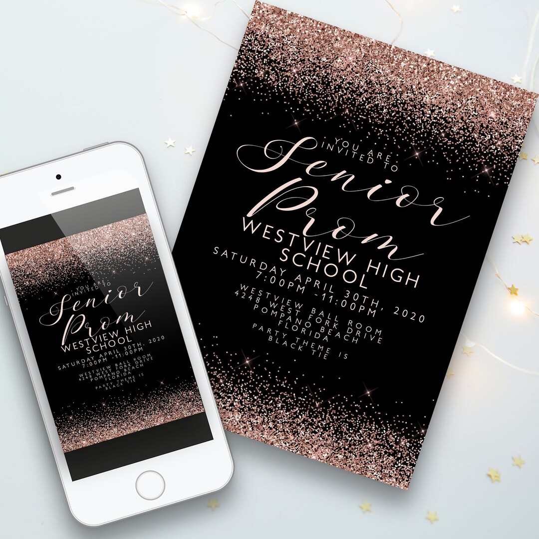 Prom Invitations Award Night Invite Event Invite Rose Gold Printable ...