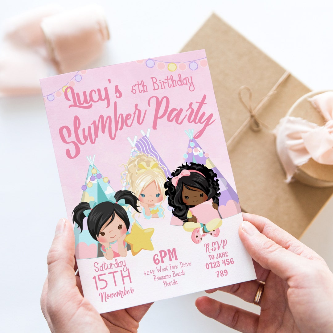 Slumber Party Birthday Invitation Princess Sleep Over Pyjama Party ...