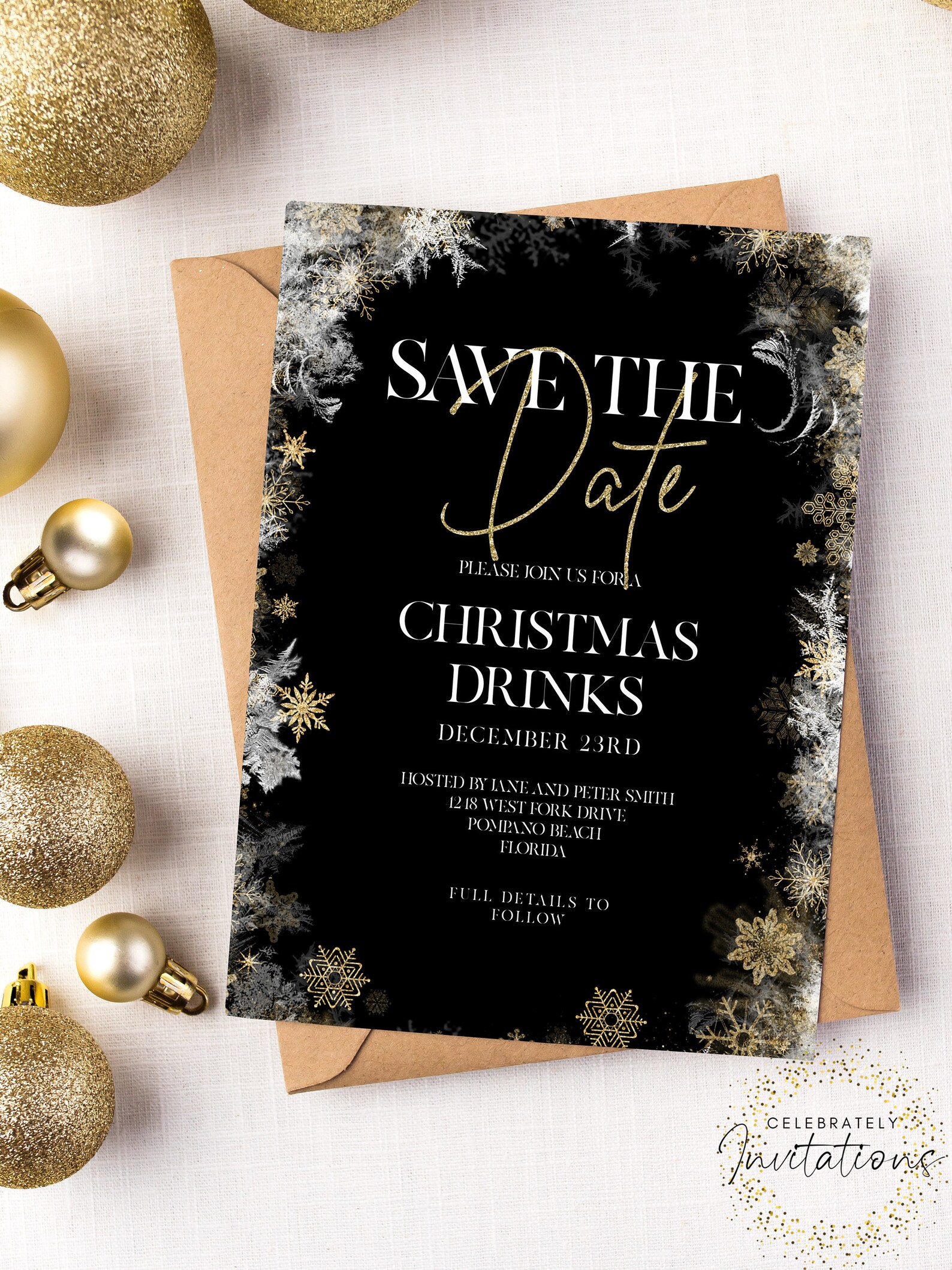 Save the Date Christmas Party Invitation Editable Template - Etsy