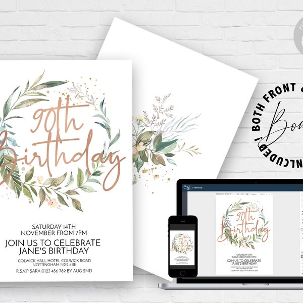 90th Birthday Card Shower Invitation - Etsy