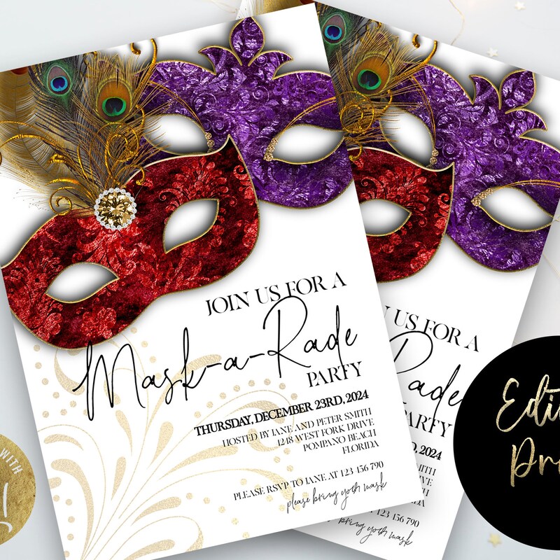 Masquerade Invitation - Etsy