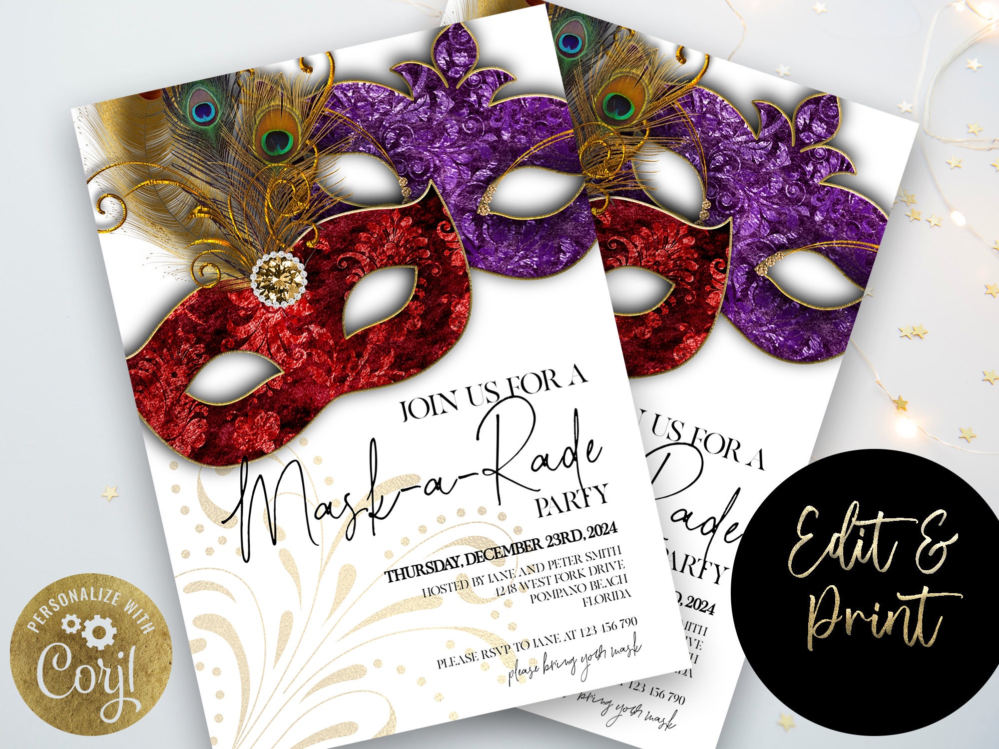 Masquerade Masks Invitations Templates