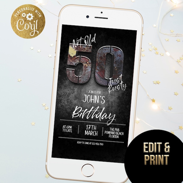 Paperless 50th Birthday Invitation - Etsy