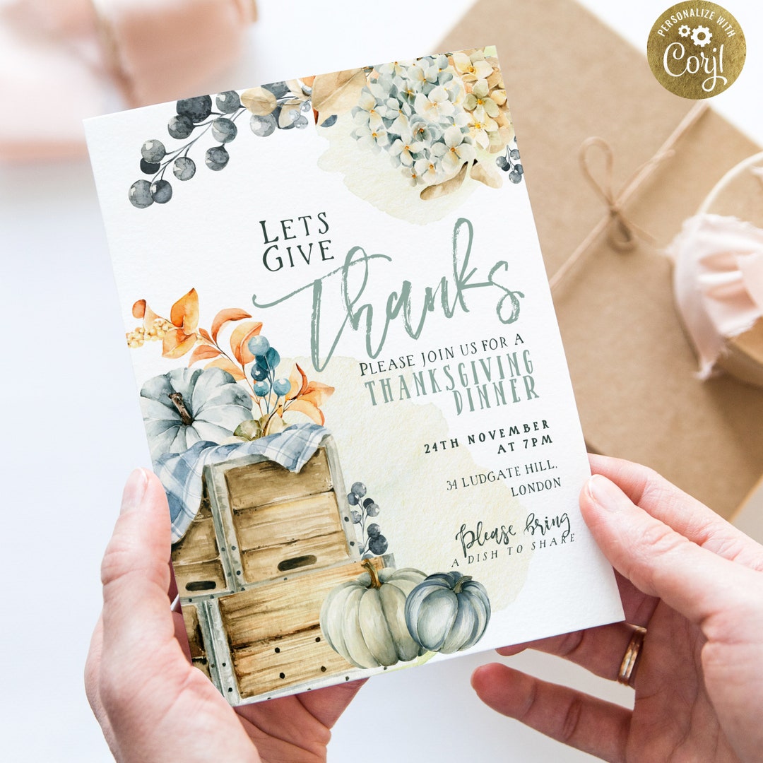 Thanksgiving Dinner Invitation Let's Give Thanks Invite Template ...