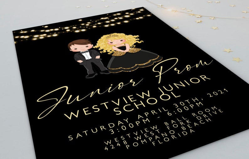 Junior Prom Invitations Junior Event Invite Gold Printable | Etsy UK