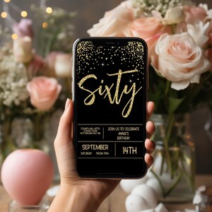 Paperless Electronic Birthday Invitation 60th Digital Invitation ...