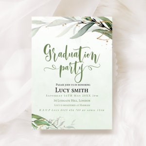 Greenery Graduation Party Invitation Instant Download Editable ...