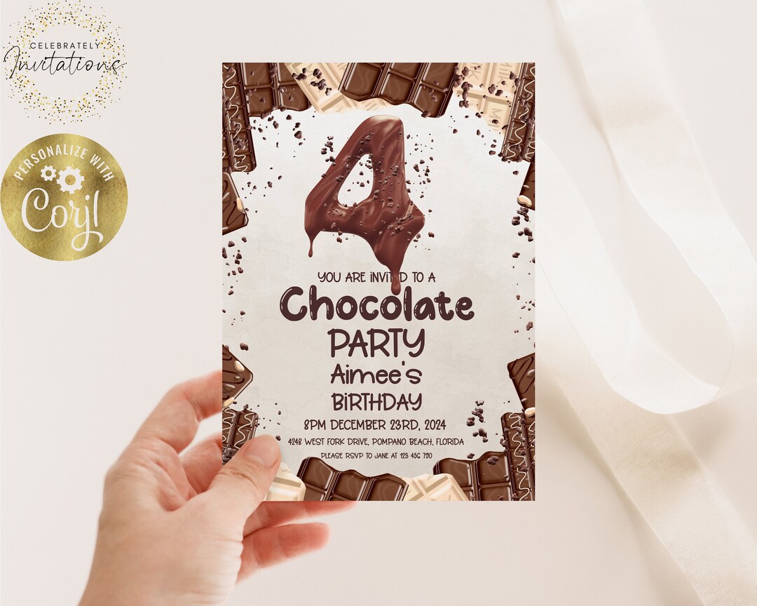 4th Chocolate Party Invitation Editable Instant Download Invite ...