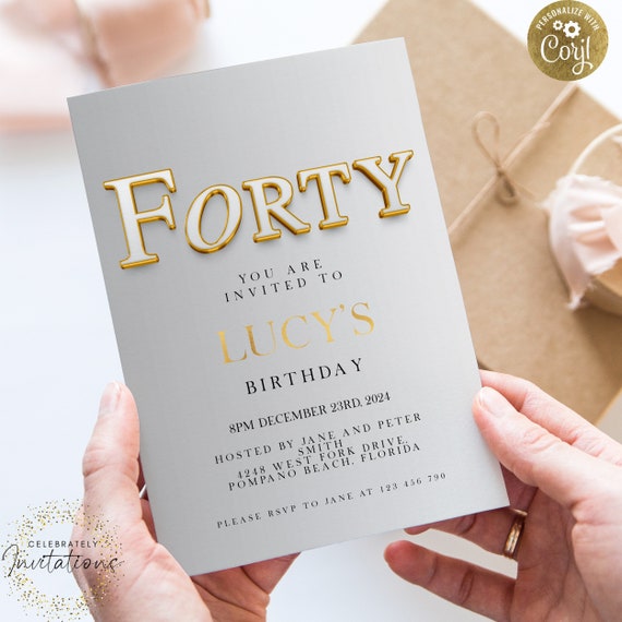 Editable 40th birthday invitations store