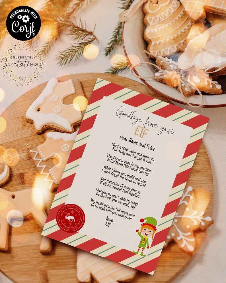 Editable Elf Goodbye Letter Boy Elf Girl Elf Boy and Girl - Etsy