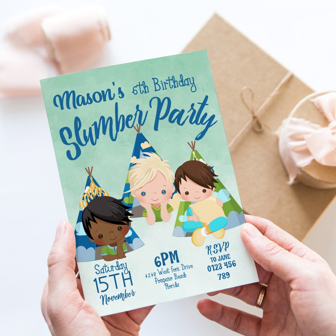 Slumber Party Birthday Invitation Princess Sleep Over Pyjama Party ...