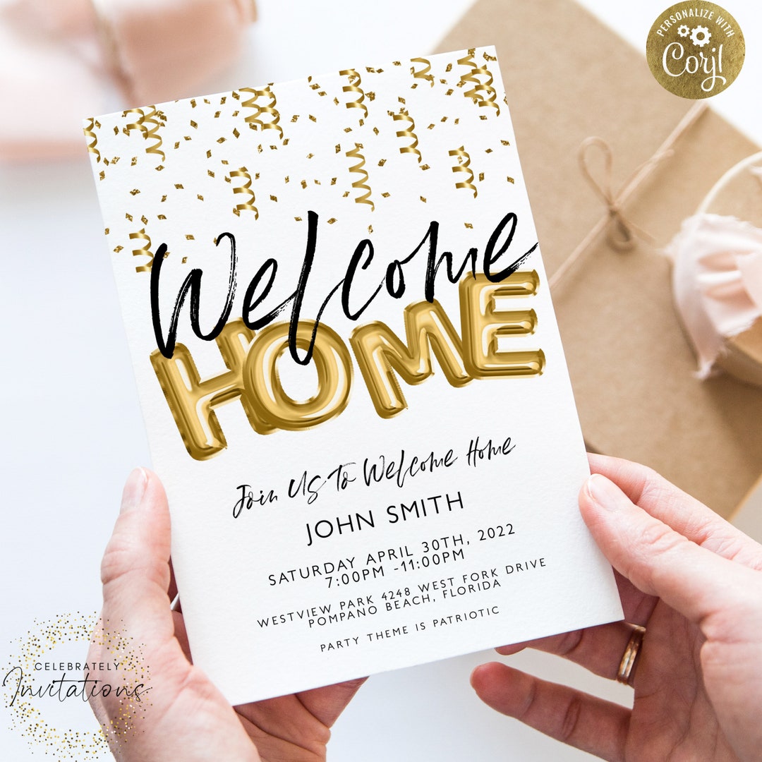 Welcome Home Gold Welcome Invite Homecoming Party Invite Hero's Welcome ...