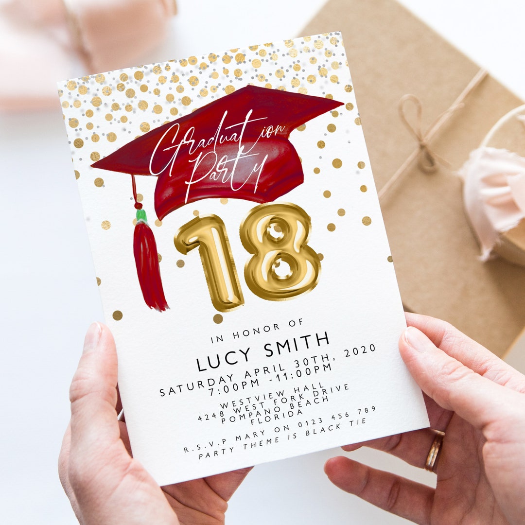 Graduation 18th Party Invitation Template Senior Graduation ...