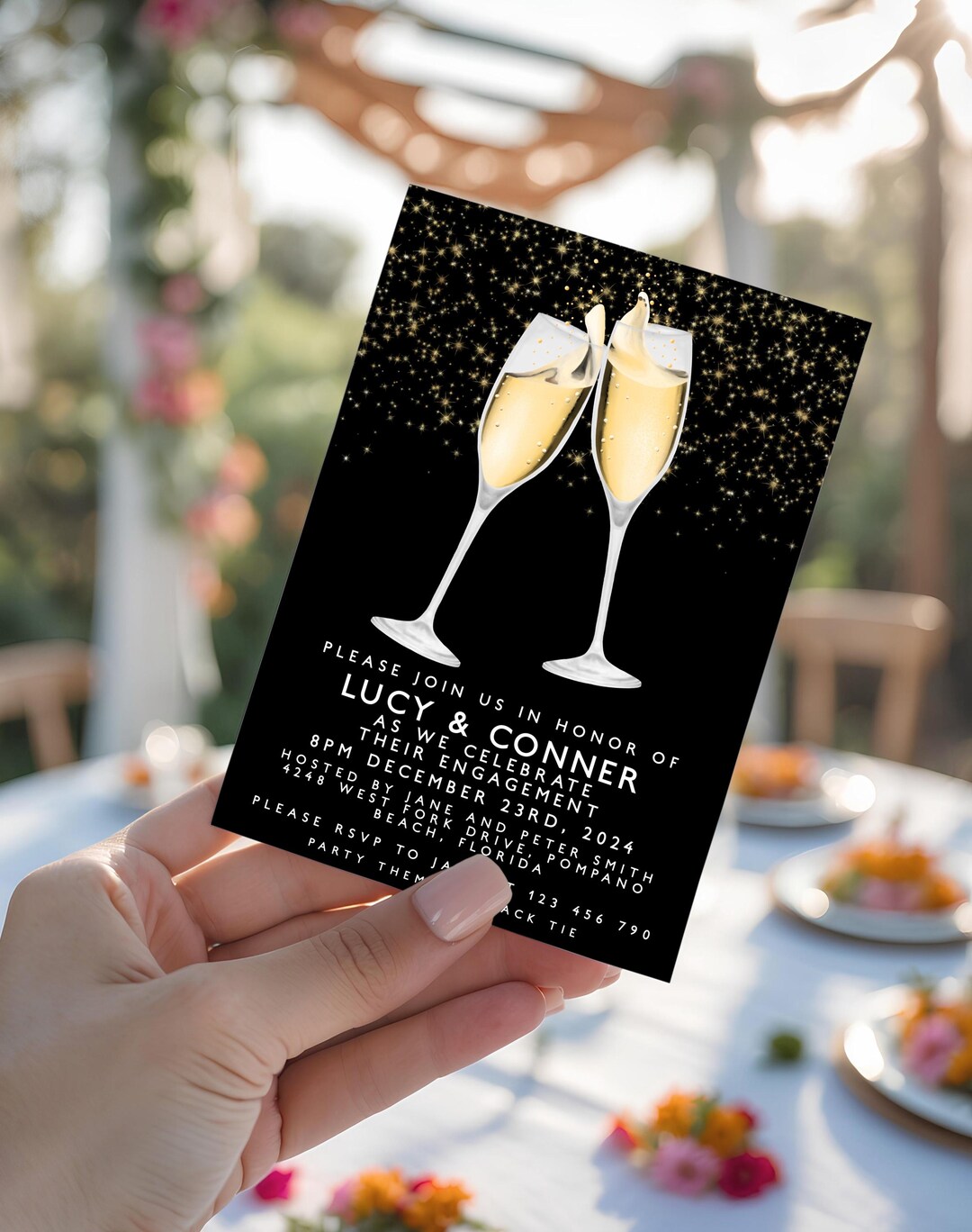 Editable Champagne Glasses Invitation – Engagement, Birthday ...