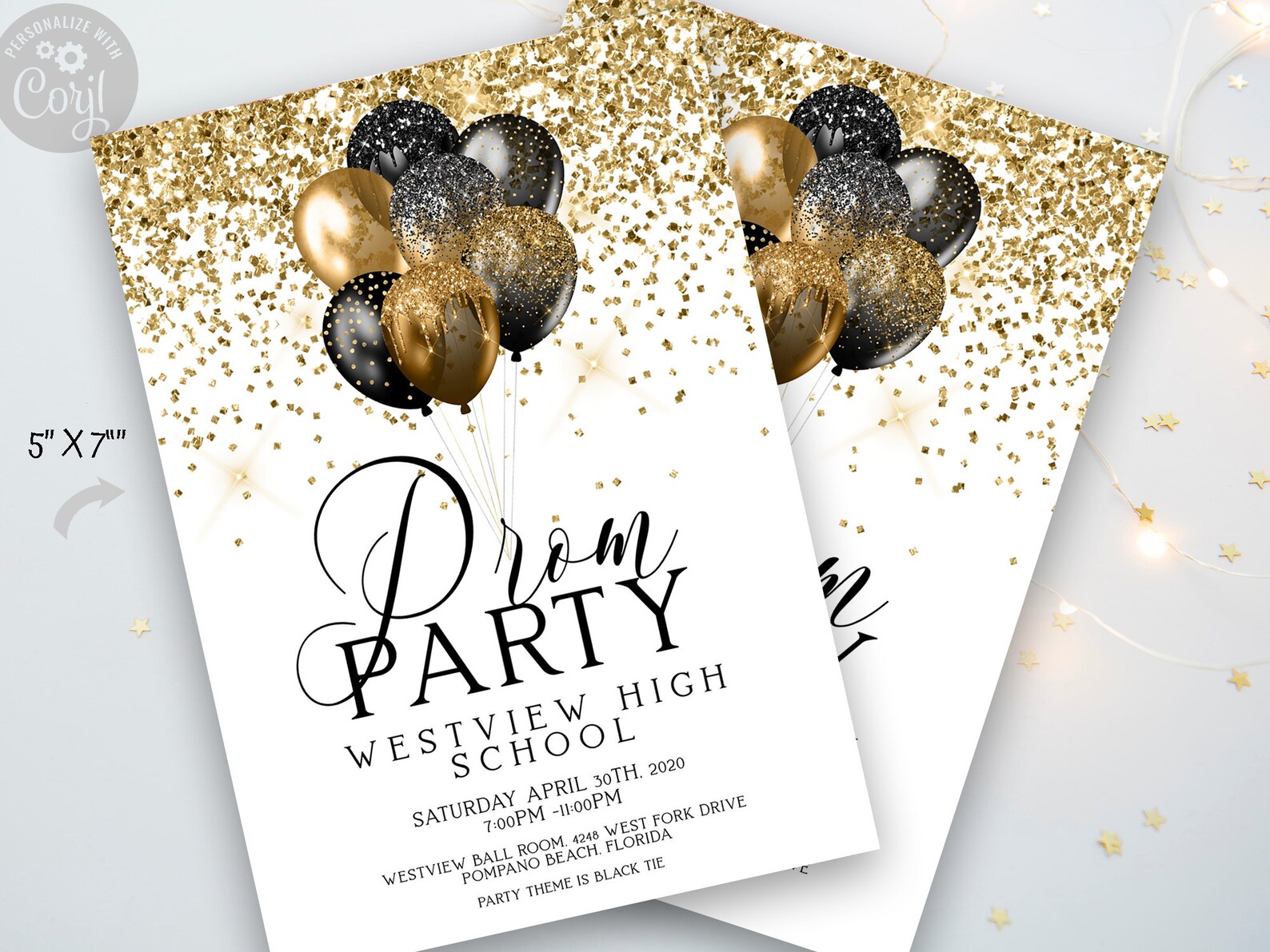 Senior Prom Black and Gold Invitations and Tickets Award Night | Etsy