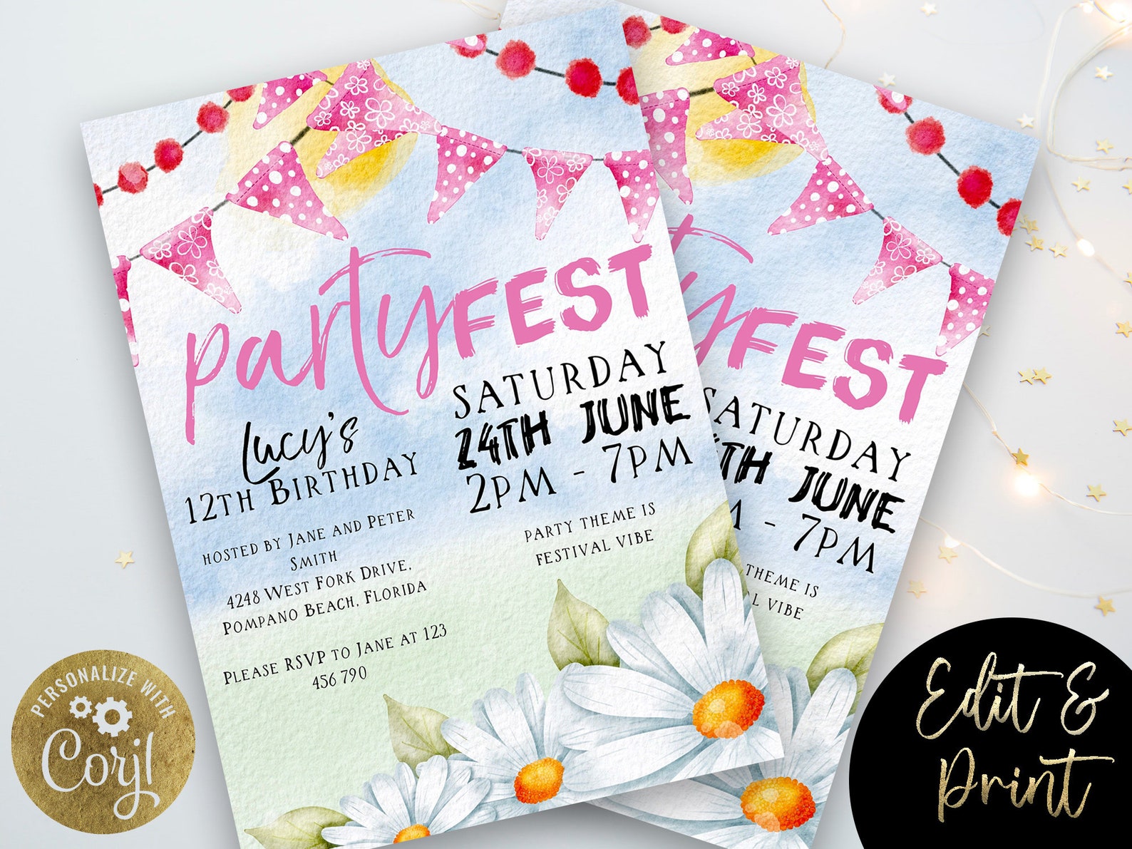 Partyfest Festival Theme Birthday Invitations Editable - Etsy
