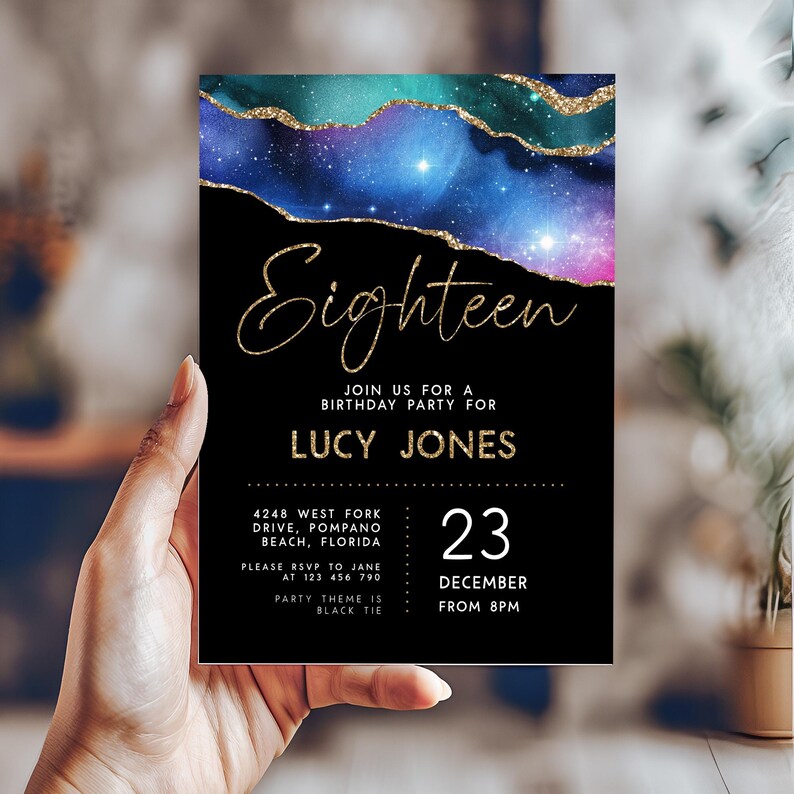 Multi Agate Invitation 18th Birthday Invitation Template All Text ...