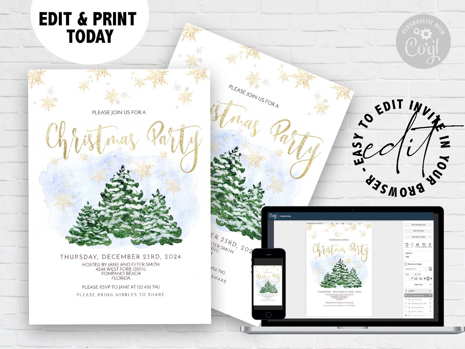 Editable Christmas Party Invitation Editable Invitation | Etsy