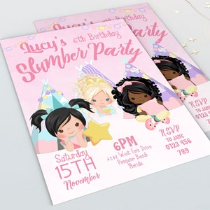 Slumber Party Birthday Invitation Princess Sleep Over Pyjama Party ...