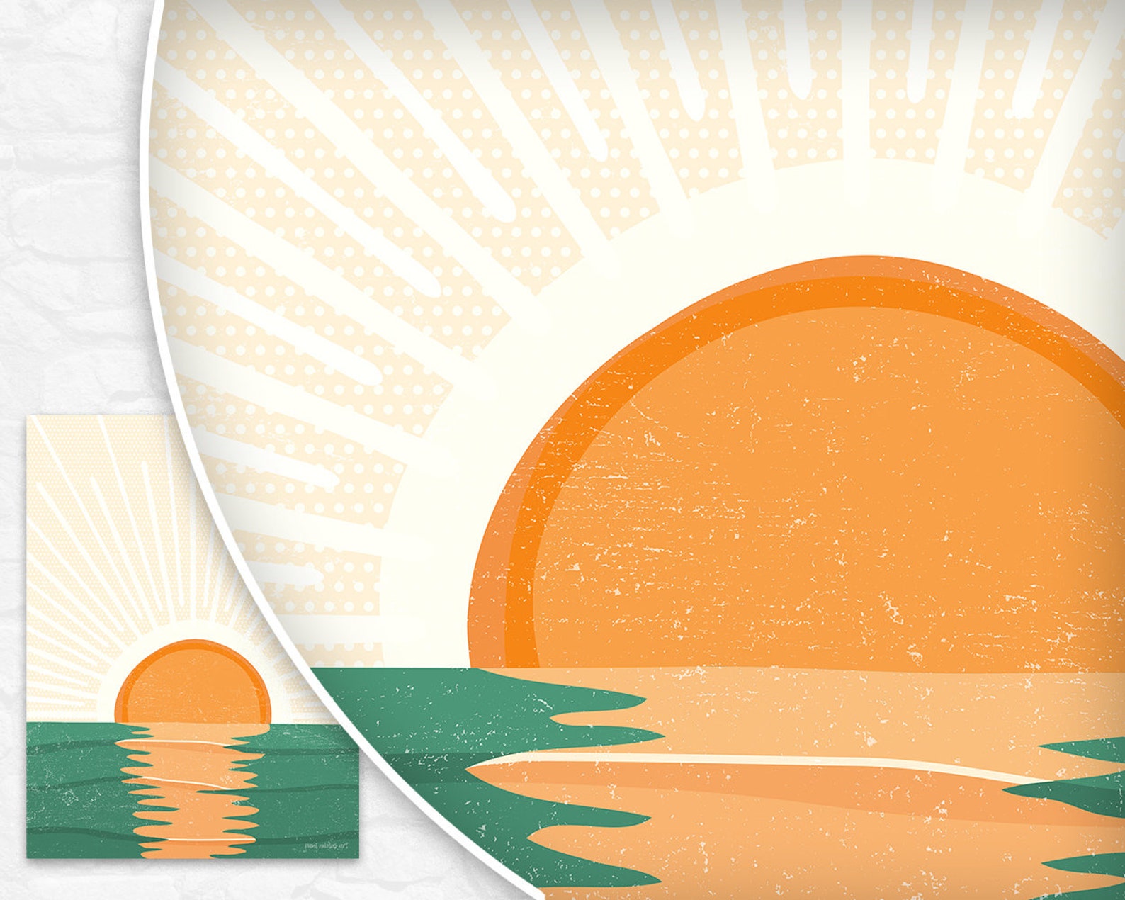 Ocean Sunset Print Retro Sunset Print Retro Art Print - Etsy