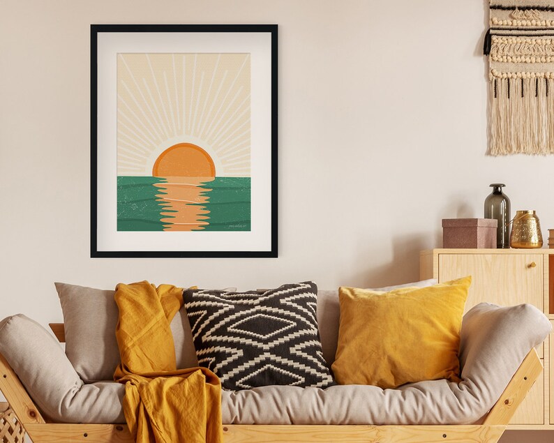 Ocean Sunset Print Retro Sunset Print Retro Art Print - Etsy