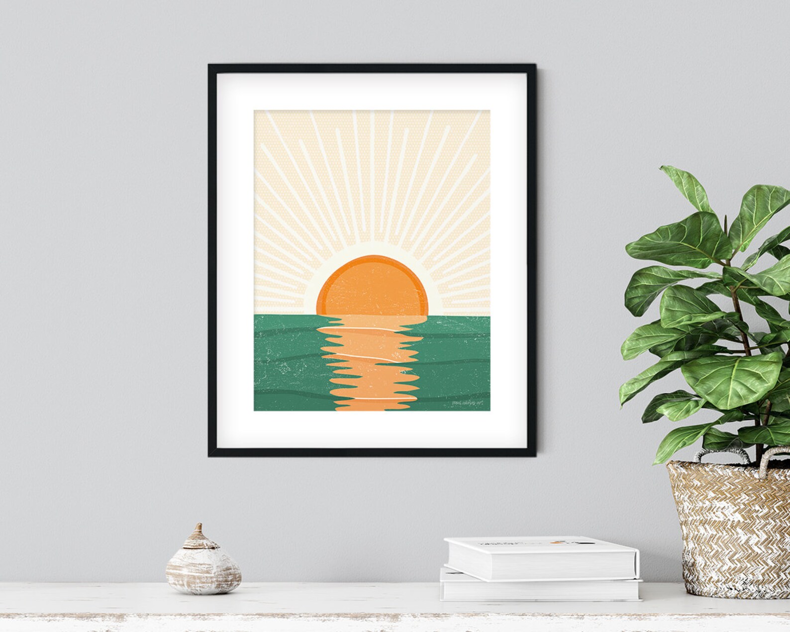 Ocean Sunset Print Retro Sunset Print Retro Art Print - Etsy