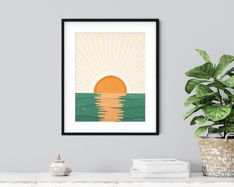 Ocean Sunset Print Retro Sunset Print Retro Art Print - Etsy