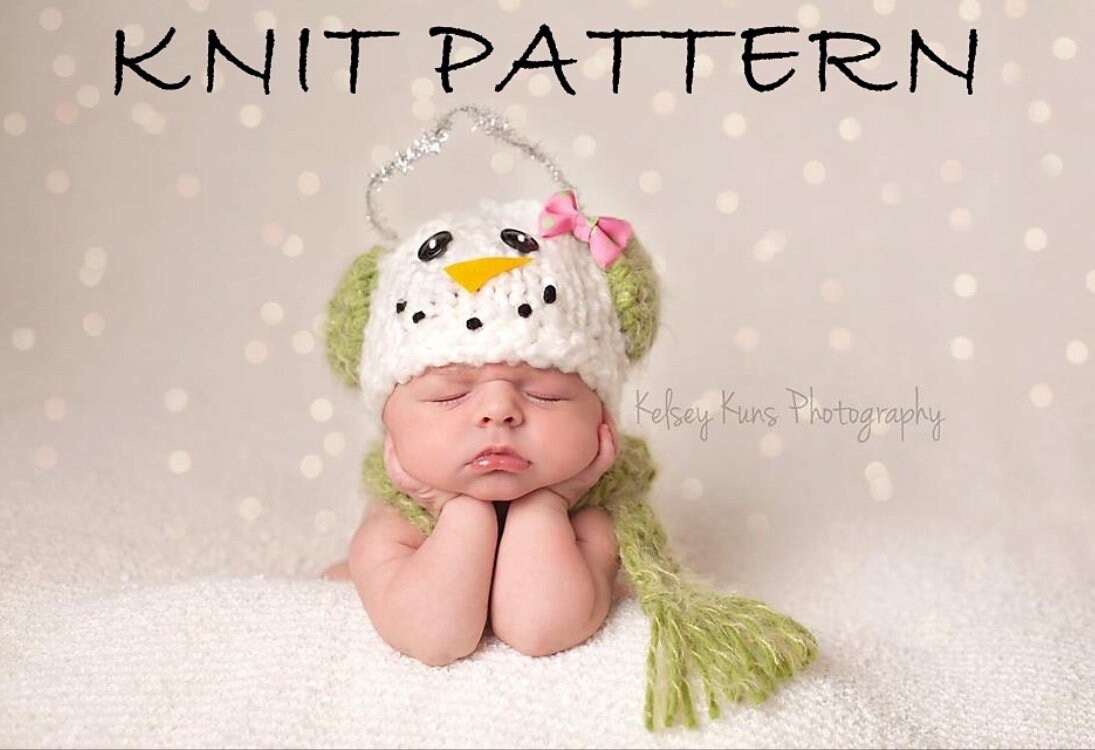 NB Knitted Snowman Hat Matching Scarf Pattern - Etsy