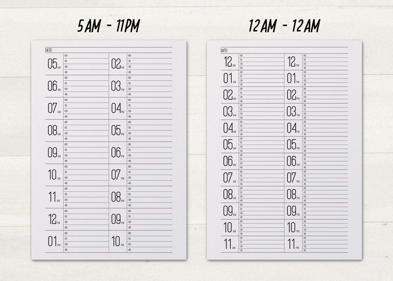 15 Minute Increment Schedule Large Size Number Sheet INSTANT | Etsy