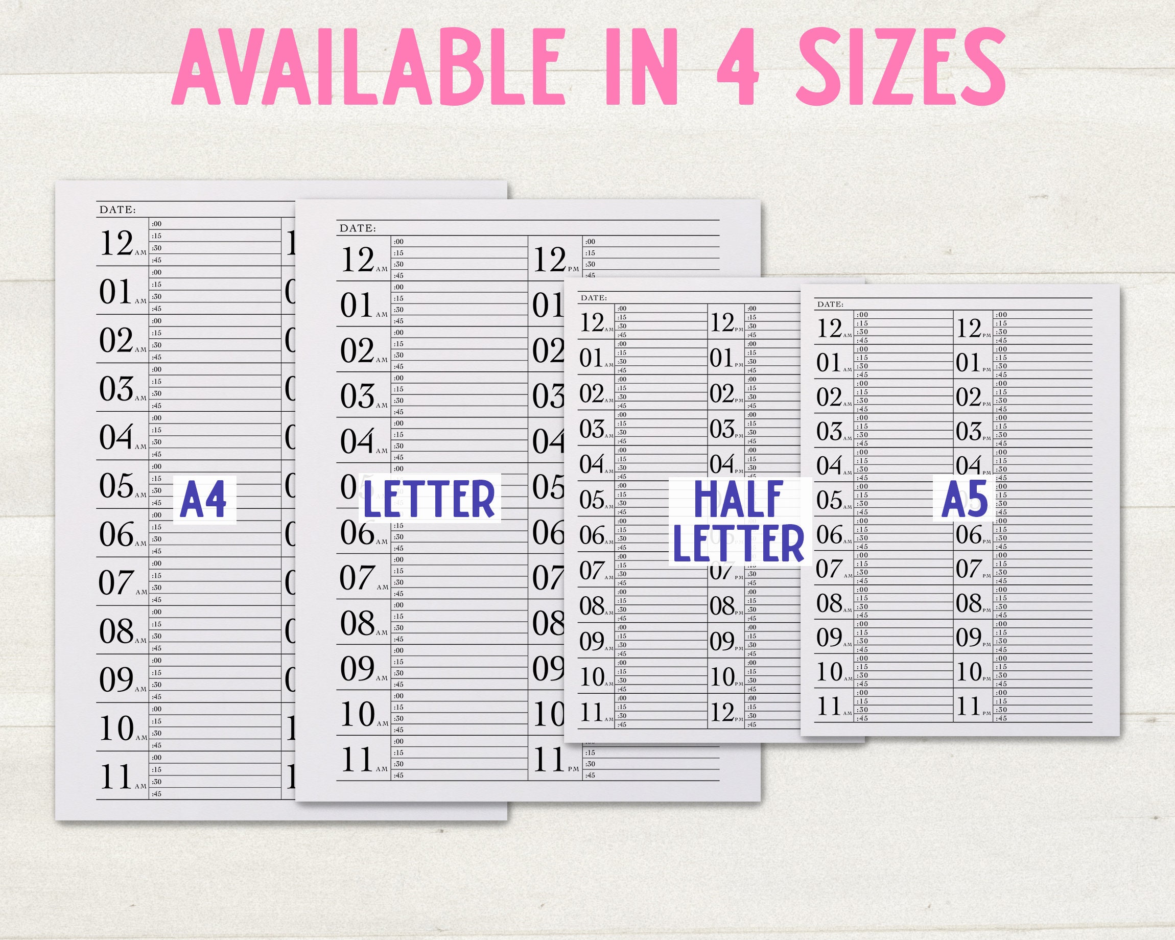 15 Minute Increment Schedule Sheet Large Size Number INSTANT Etsy 15-minute-increment-schedule-sheet-large-size-number-instant-etsy