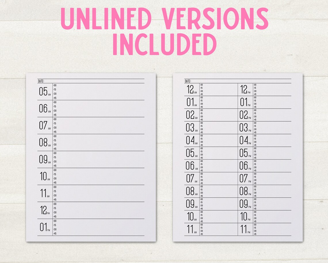 15 Minute Increment Schedule Sheet Large Size Number INSTANT | Etsy