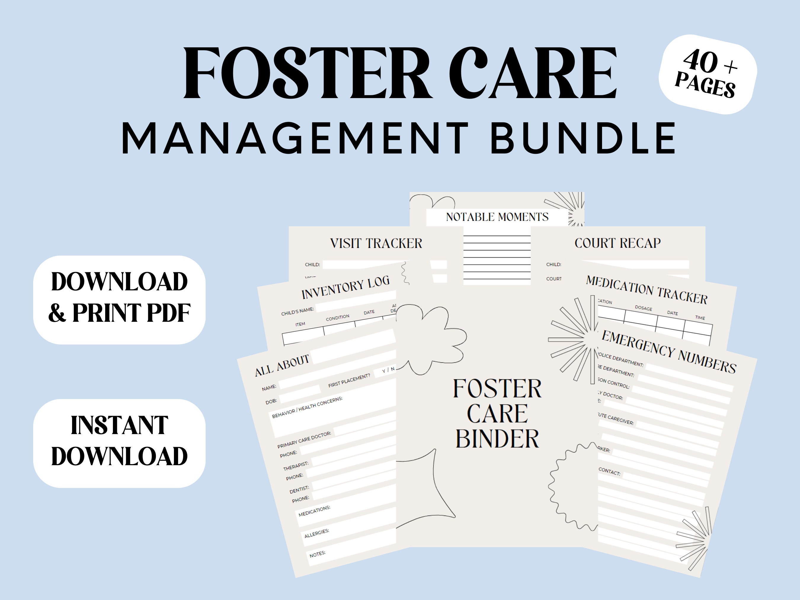 Foster Care Management Binder Pages 8.5 X 11 Inches Printable ...