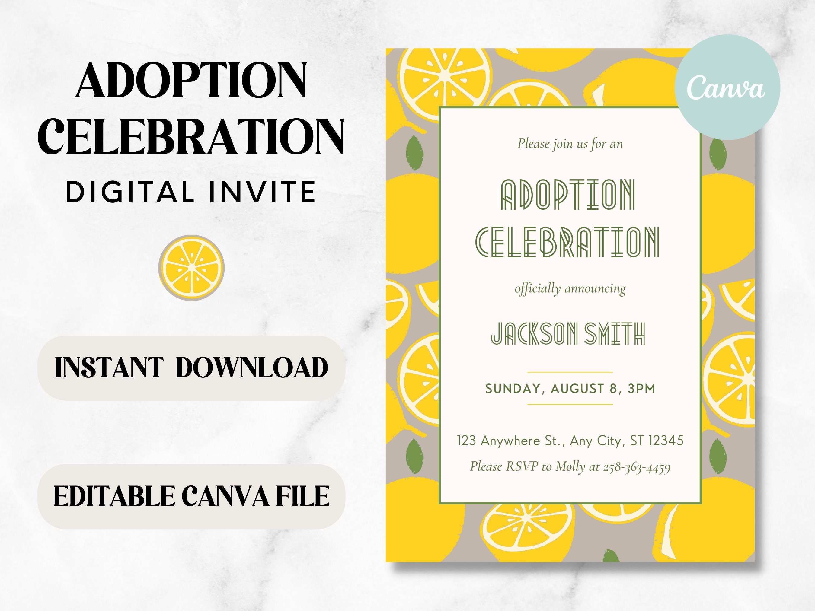 Adoption Announcement Digital Invitation 5x7 Editable Canva Template ...