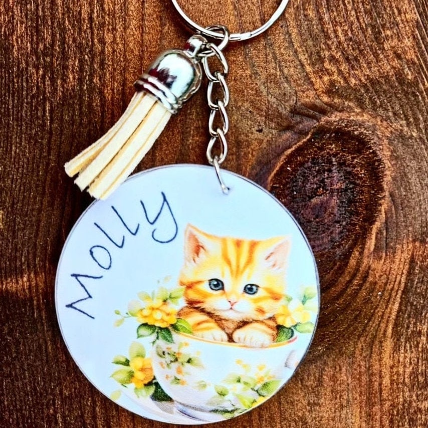 Ginger Kitten Personalised Cat Keyring. Handmade Novelty Gifts ...