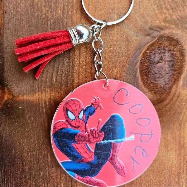 Personalized Spiderman Keyring - Etsy UK