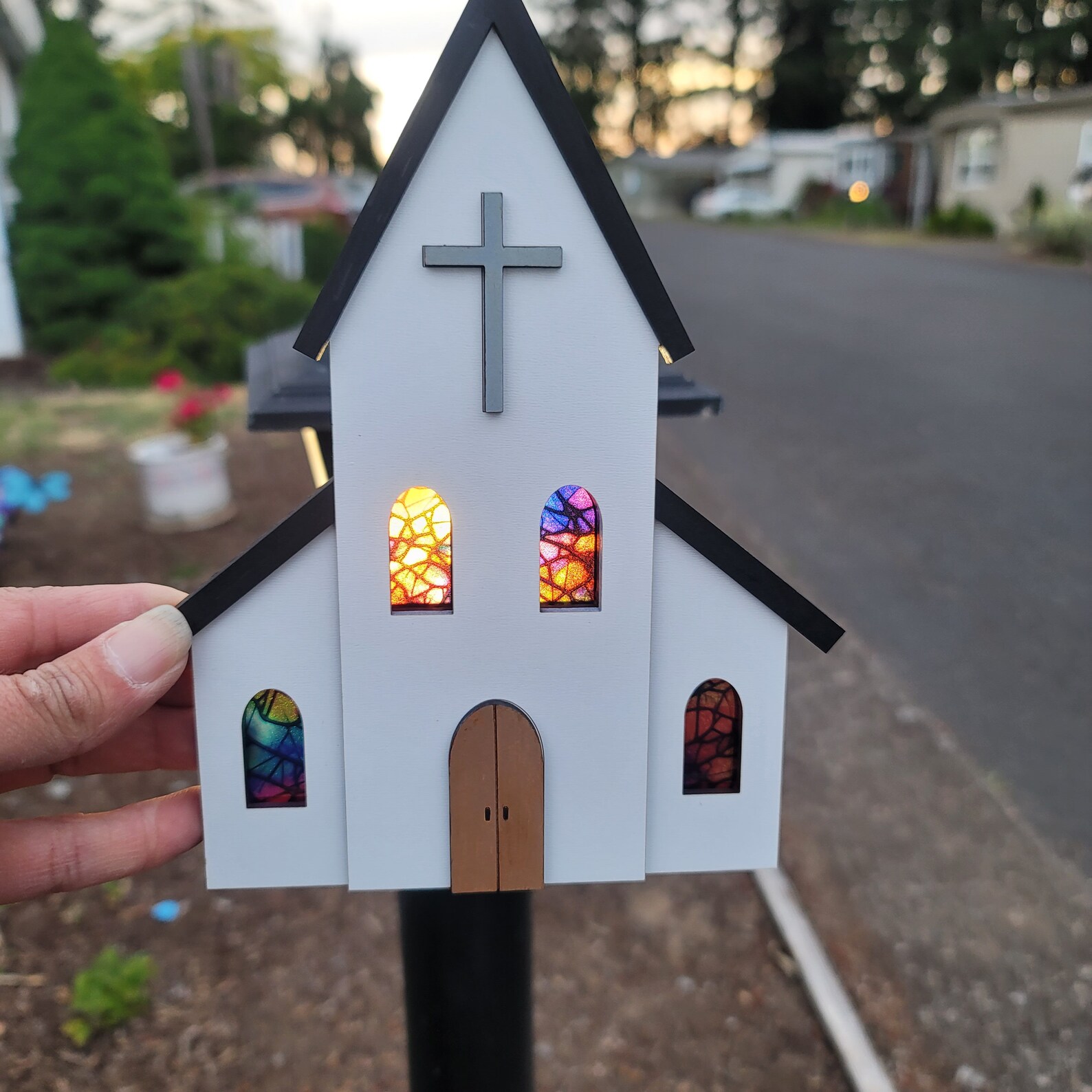 Standing Church Faux Stained Glass Laser SVG - Etsy